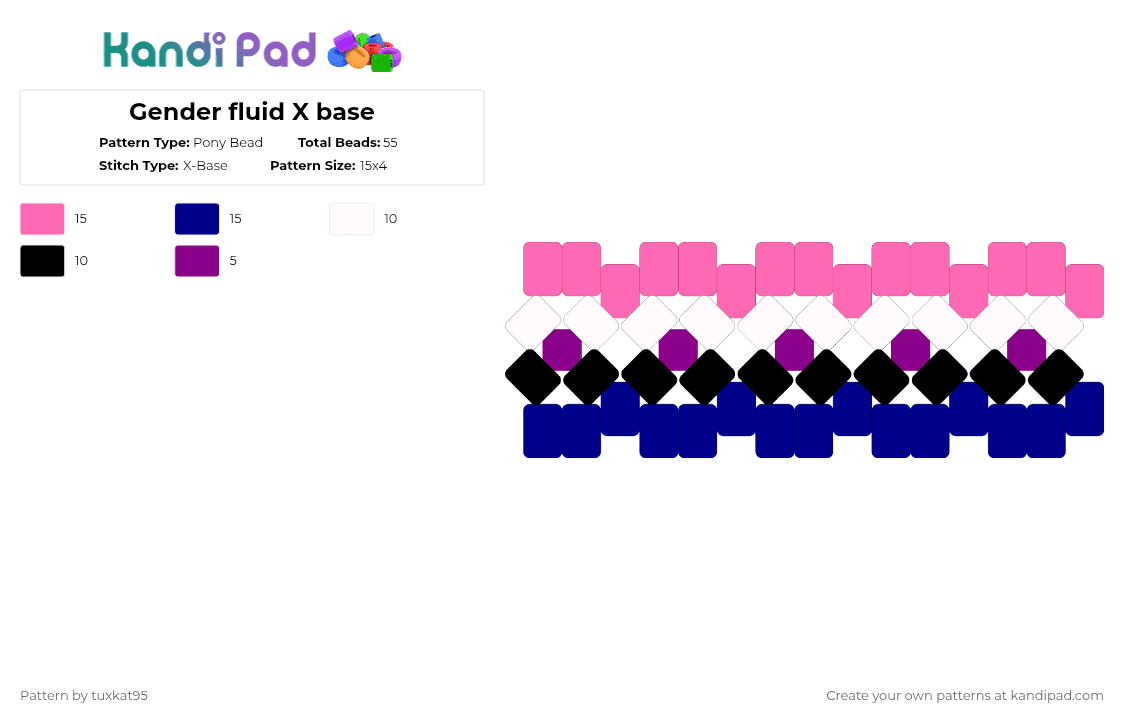 Gender fluid X base Pony Bead Pattern - Kandi Pad | Kandi Patterns ...