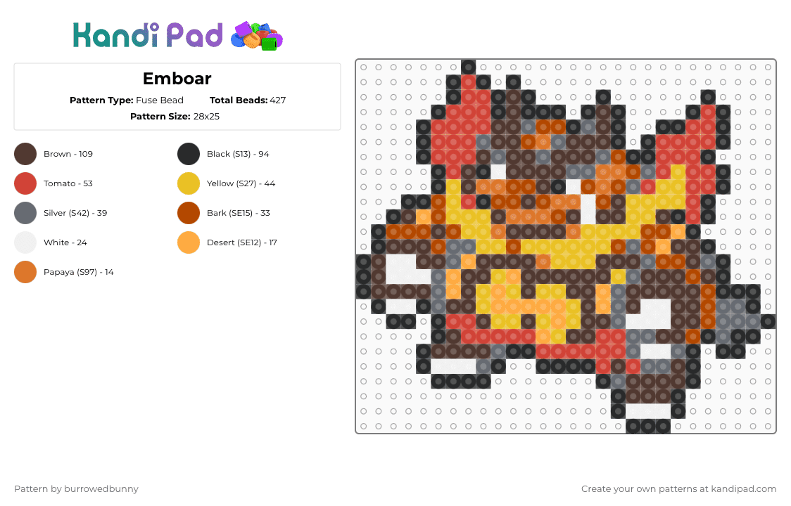 Emboar Fuse Bead Pattern - Kandi Pad | Kandi Patterns, Fuse Bead ...