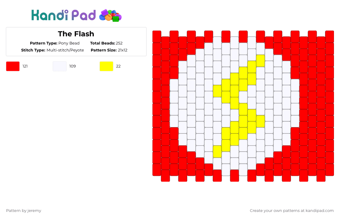 The Flash Pony Bead Pattern - Kandi Pad | Kandi Patterns, Fuse Bead ...