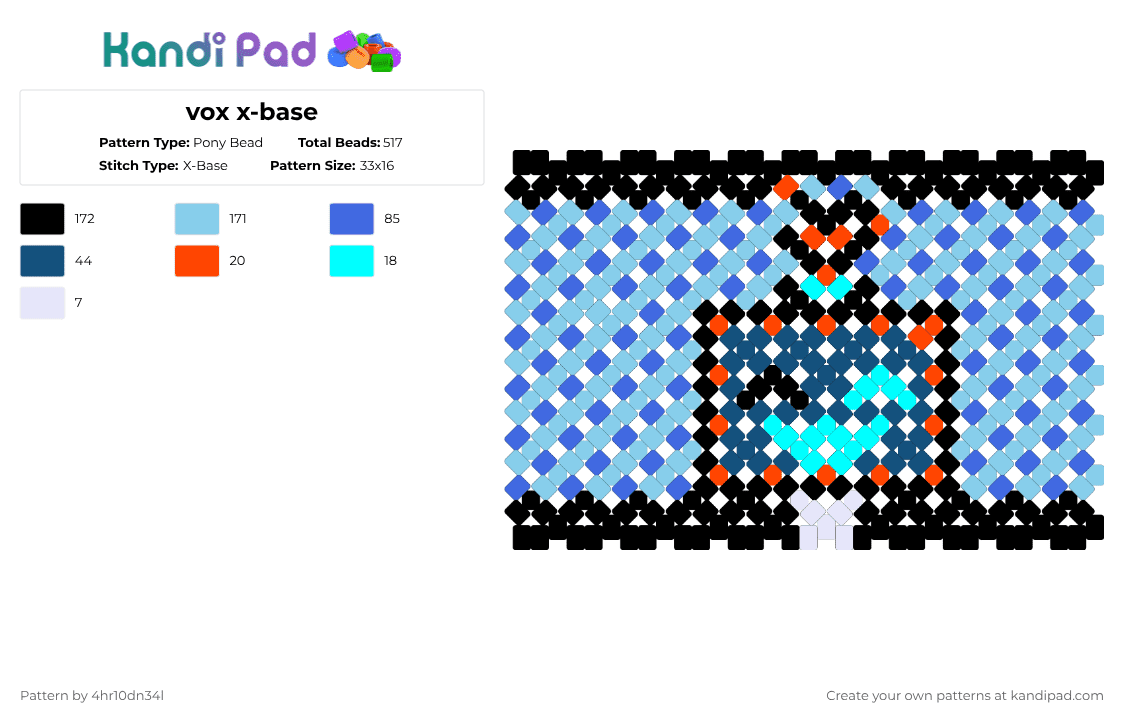 Vox x-base Pony Bead Pattern - Kandi Pad | Kandi Patterns, Fuse Bead ...