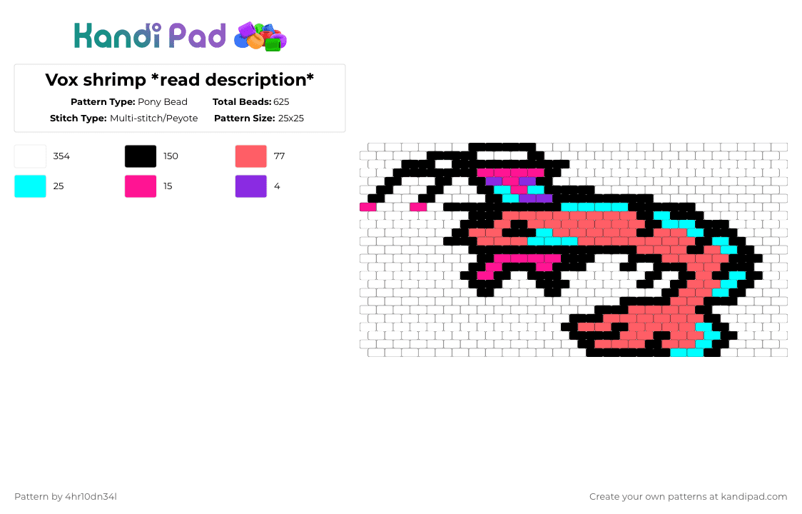 Vox shrimp *read description* Pony Bead Pattern - Kandi Pad | Kandi ...