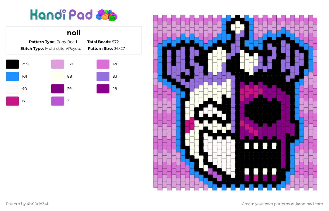 Noli Kandi pannel Pony Bead Pattern - Kandi Pad | Kandi Patterns, Fuse ...