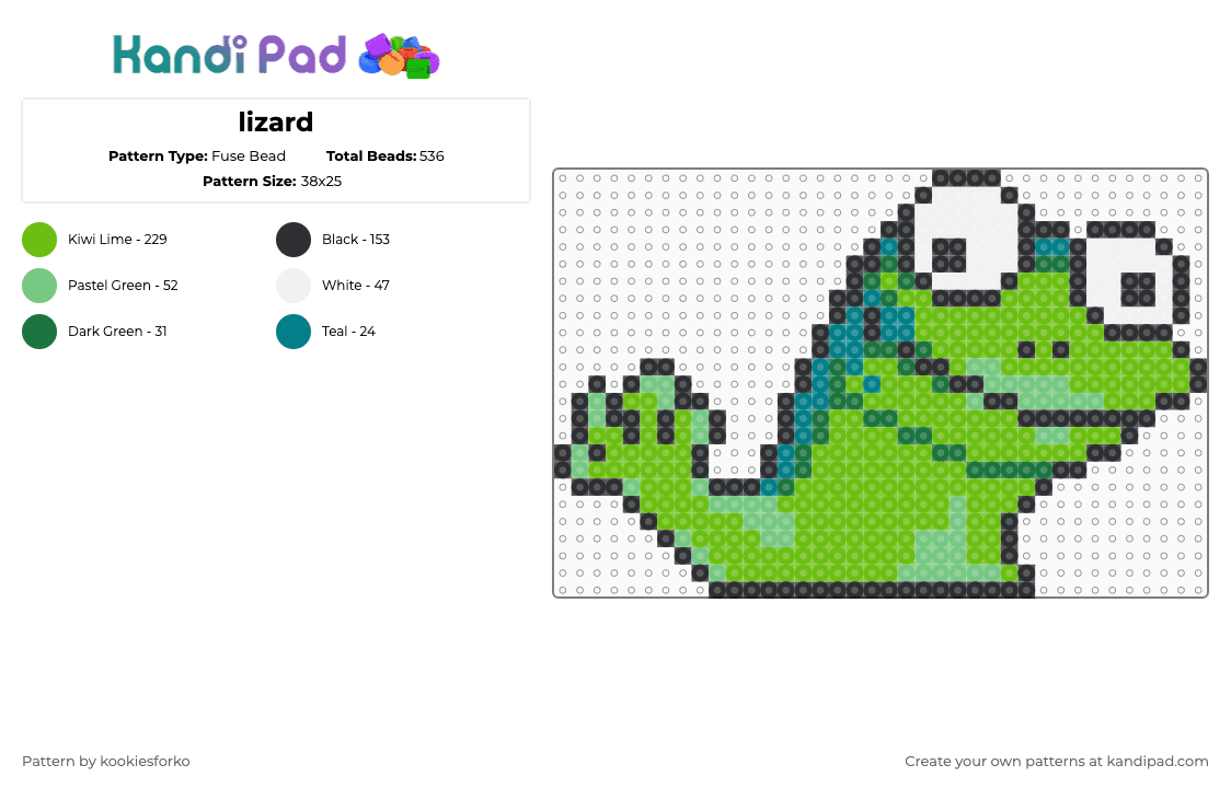 Lizard Fuse Bead Pattern - Kandi Pad | Kandi Patterns, Fuse Bead ...