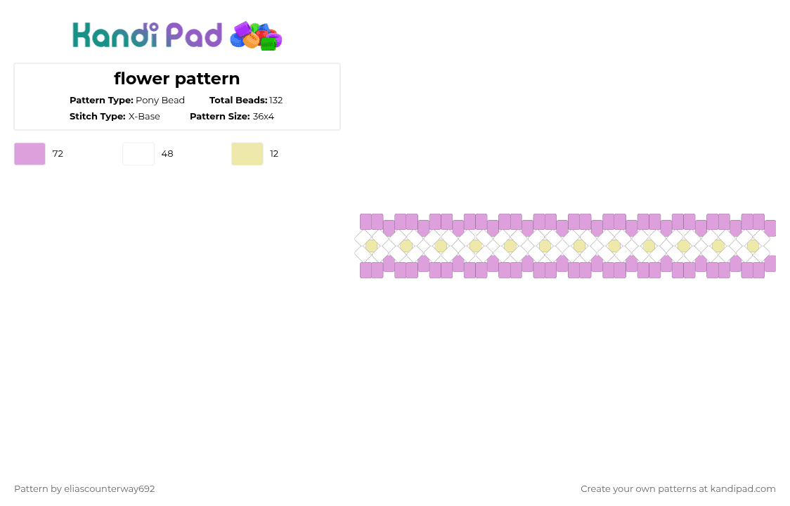 Flower pattern Pony Bead Pattern - Kandi Pad | Kandi Patterns, Fuse ...