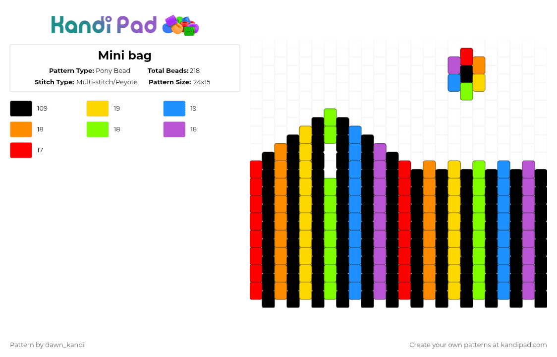 Mini bag Pony Bead Pattern - Kandi Pad | Kandi Patterns, Fuse Bead ...