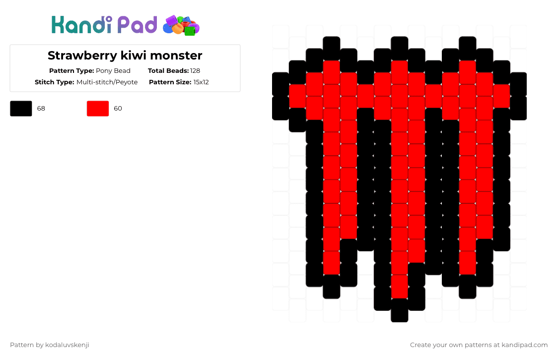 Strawberry kiwi monster Pony Bead Pattern - Kandi Pad | Kandi Patterns ...