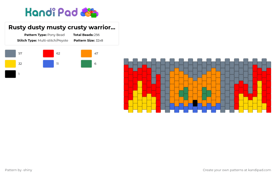 Rusty dusty musty crusty warrior cats Pony Bead Pattern - Kandi Pad ...
