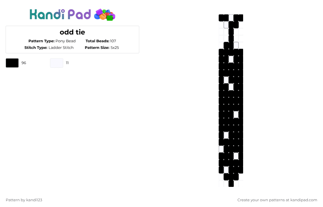 Odd tie Pony Bead Pattern - Kandi Pad | Kandi Patterns, Fuse Bead ...