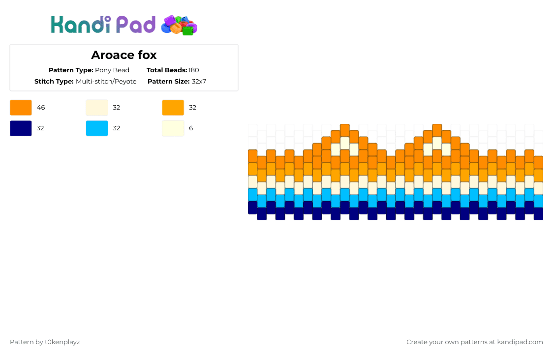 Aroace fox Pony Bead Pattern - Kandi Pad | Kandi Patterns, Fuse Bead ...