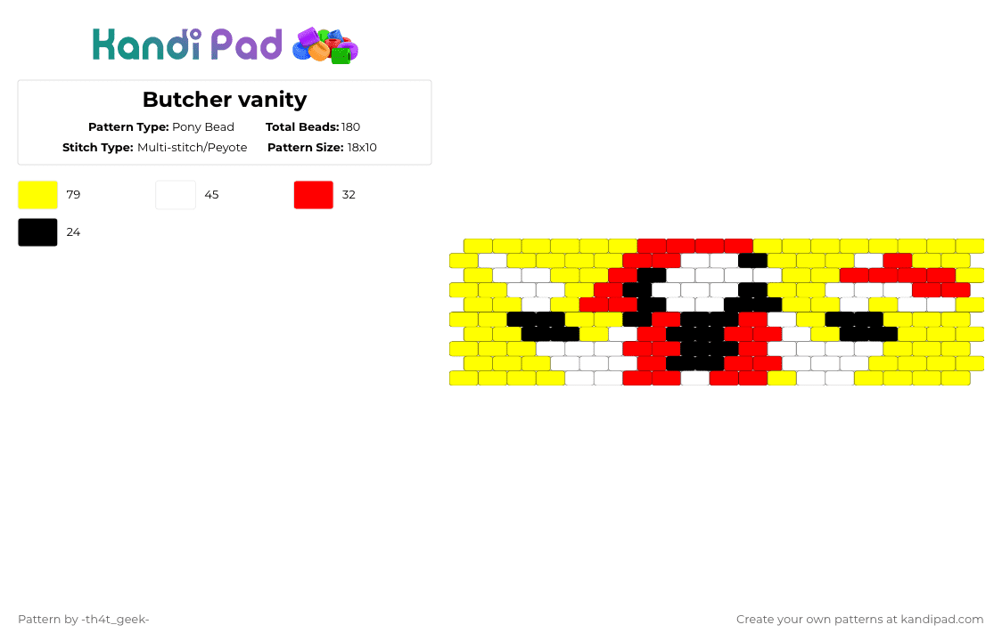 Butcher vanity Pony Bead Pattern - Kandi Pad | Kandi Patterns, Fuse ...