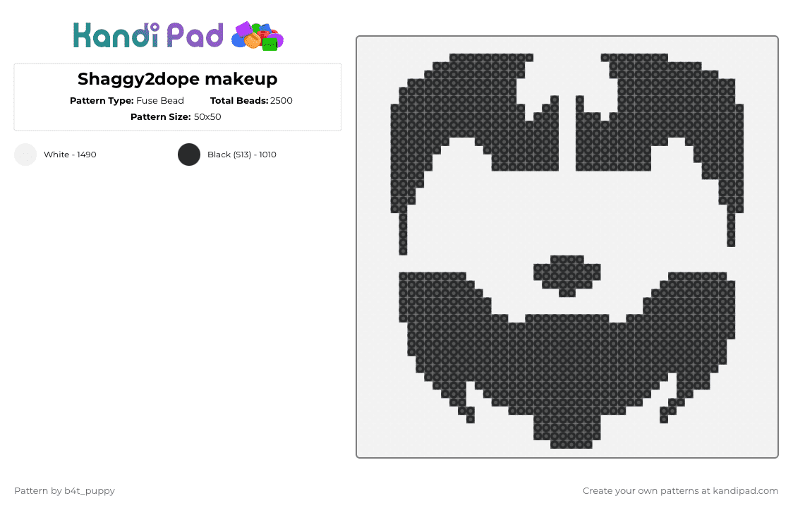 Shaggy2dope makeup Fuse Bead Pattern - Kandi Pad | Kandi Patterns, Fuse ...