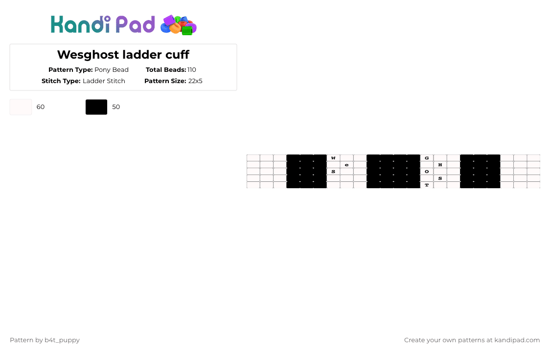 Wesghost ladder cuff Pony Bead Pattern - Kandi Pad | Kandi Patterns ...