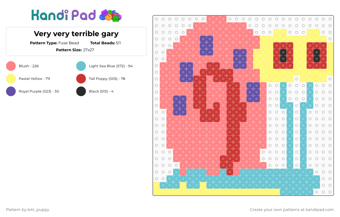 Very very terrible gary Fuse Bead Pattern - Kandi Pad | Kandi Patterns ...