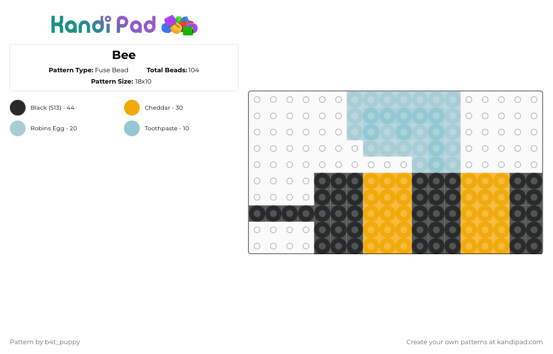 Bee Fuse Bead Pattern - Kandi Pad | Kandi Patterns, Fuse Bead Patterns ...