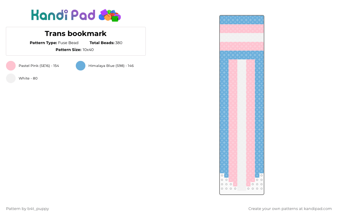 Trans bookmark Fuse Bead Pattern - Kandi Pad | Kandi Patterns, Fuse ...