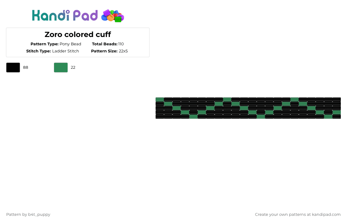 Zoro colored cuff Pony Bead Pattern - Kandi Pad | Kandi Patterns, Fuse ...