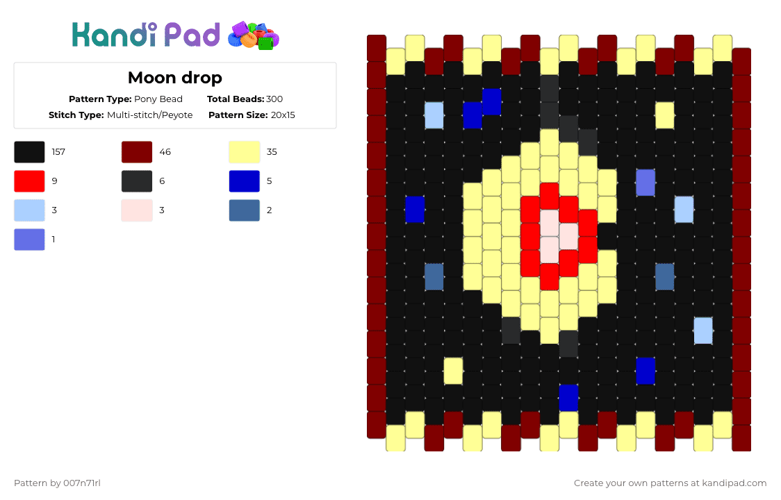 Moon drop Pony Bead Pattern - Kandi Pad | Kandi Patterns, Fuse Bead ...