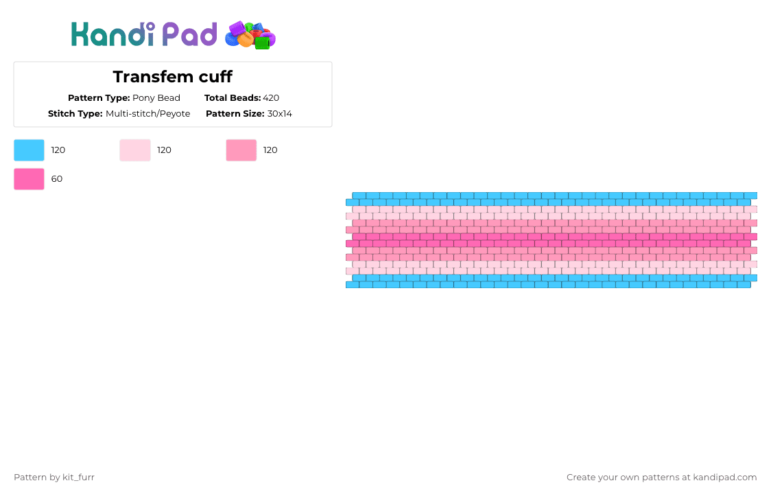 Transfem cuff Pony Bead Pattern - Kandi Pad | Kandi Patterns, Fuse Bead ...
