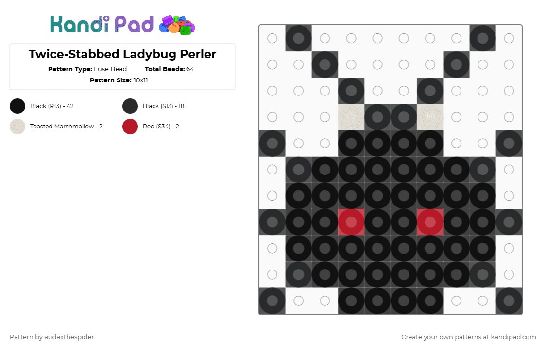 Twice-Stabbed Ladybug Perler Fuse Bead Pattern - Kandi Pad | Kandi ...