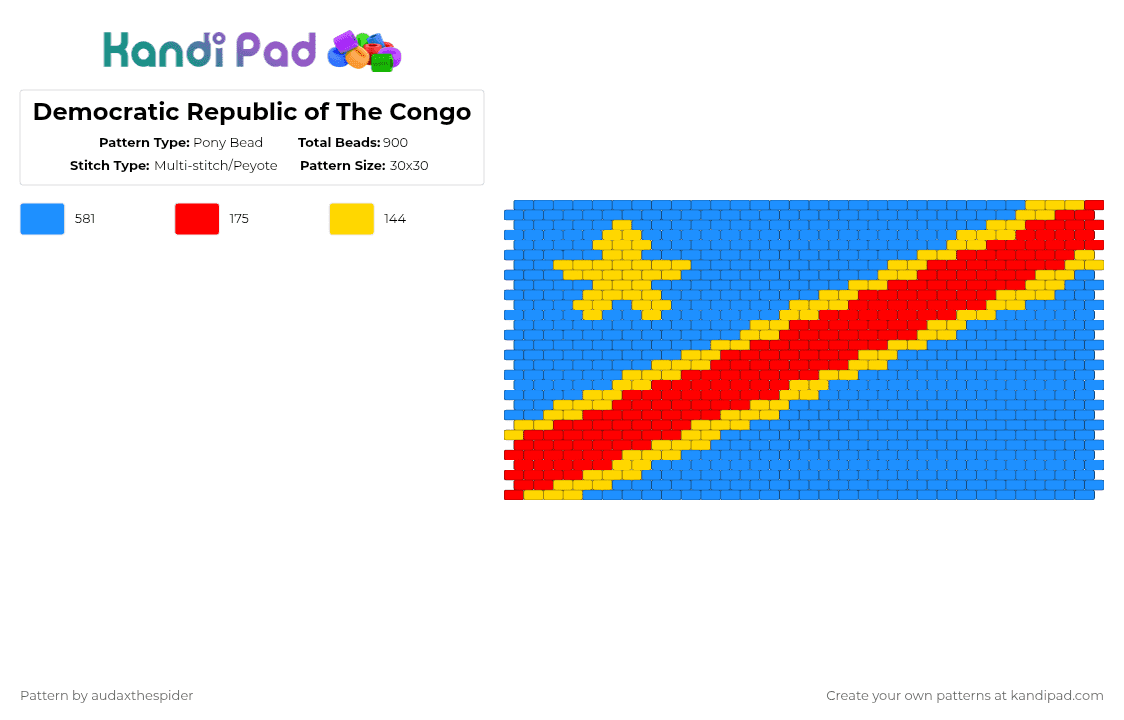 Democratic Republic of The Congo Pony Bead Pattern - Kandi Pad | Kandi ...