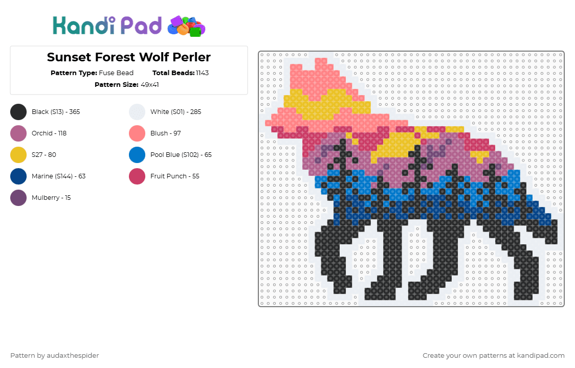 Sunset Forest Wolf Perler Fuse Bead Pattern - Kandi Pad | Kandi ...