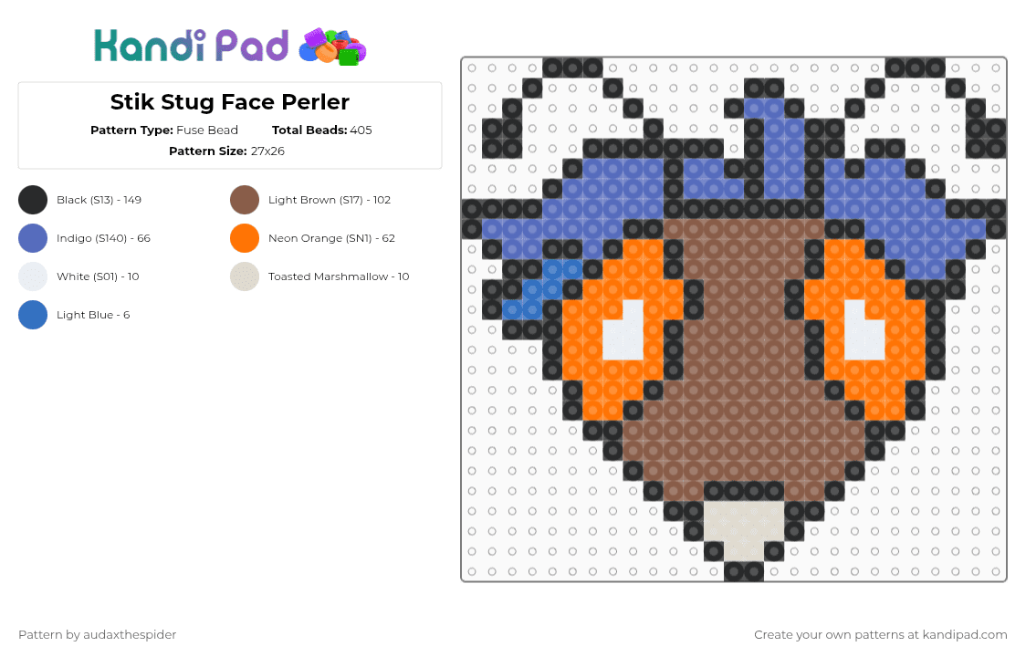 Stik Stug Face Perler Fuse Bead Pattern - Kandi Pad | Kandi Patterns ...
