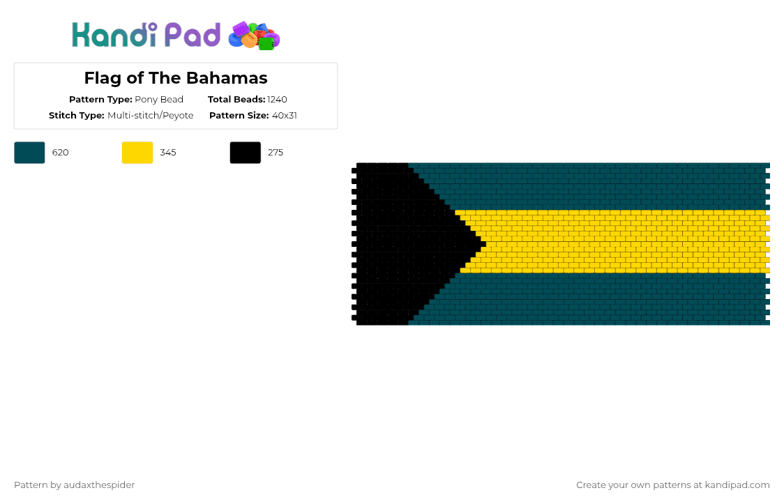 Flag of The Bahamas Pony Bead Pattern - Kandi Pad | Kandi Patterns ...