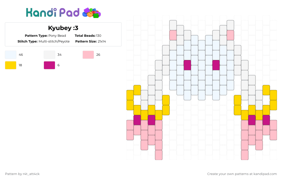 Kyubey :3 Pony Bead Pattern - Kandi Pad | Kandi Patterns, Fuse Bead ...