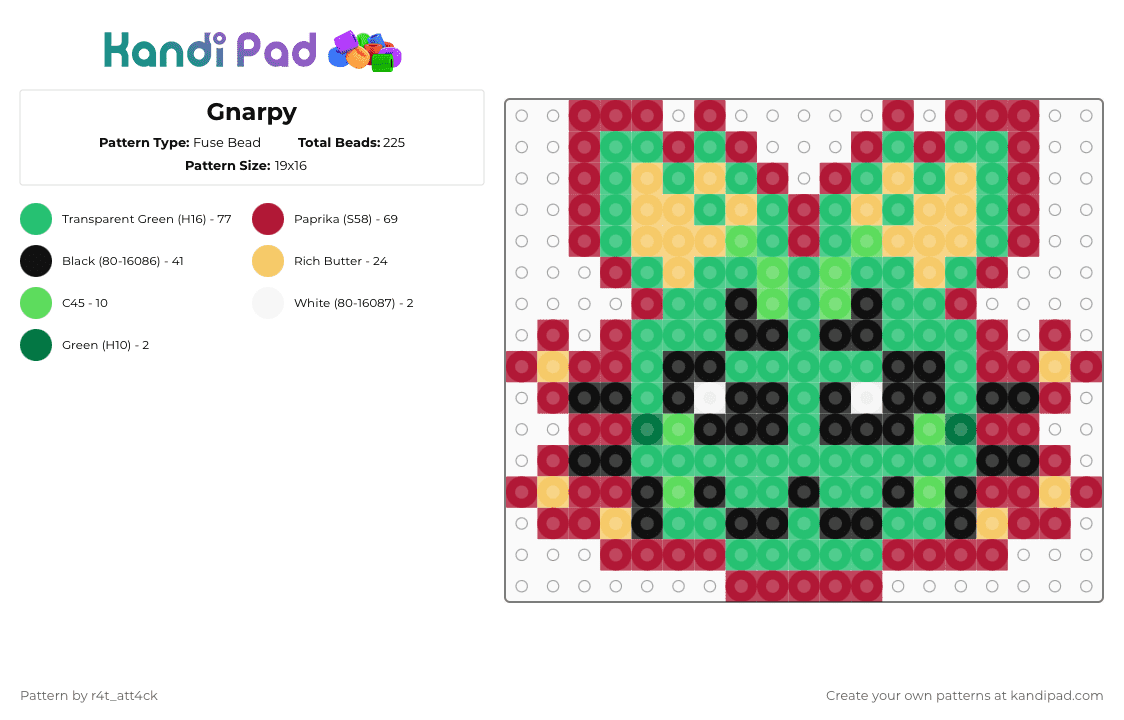 Gnarpy Fuse Bead Pattern - Kandi Pad | Kandi Patterns, Fuse Bead ...