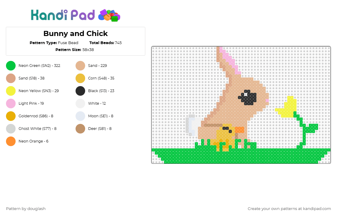 Bunny and Chick Fuse Bead Pattern - Kandi Pad | Kandi Patterns, Fuse ...