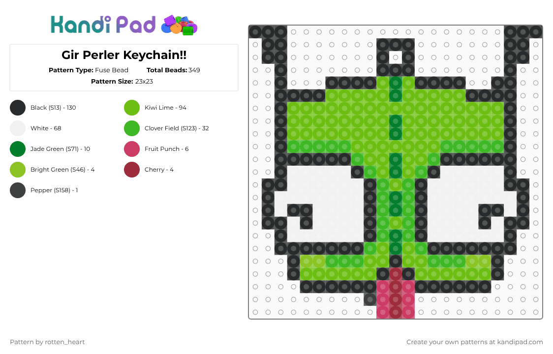 Gir Perler Keychain!! Fuse Bead Pattern - Kandi Pad | Kandi Patterns ...