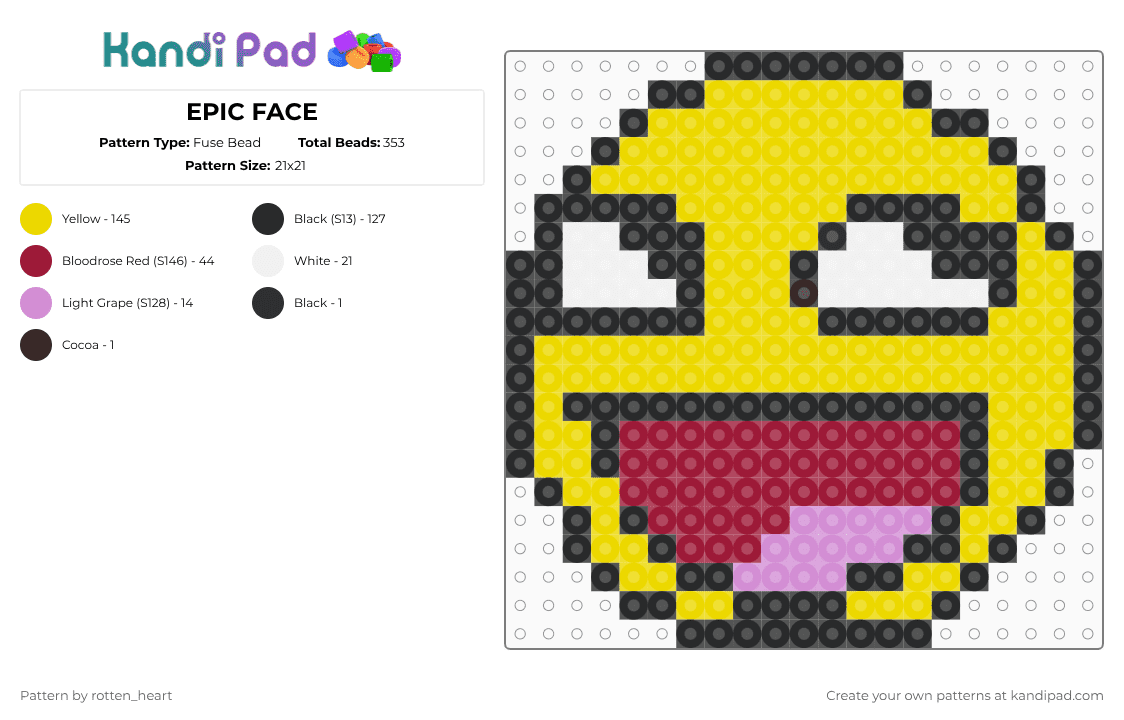 EPIC FACE Fuse Bead Pattern - Kandi Pad | Kandi Patterns, Fuse Bead ...