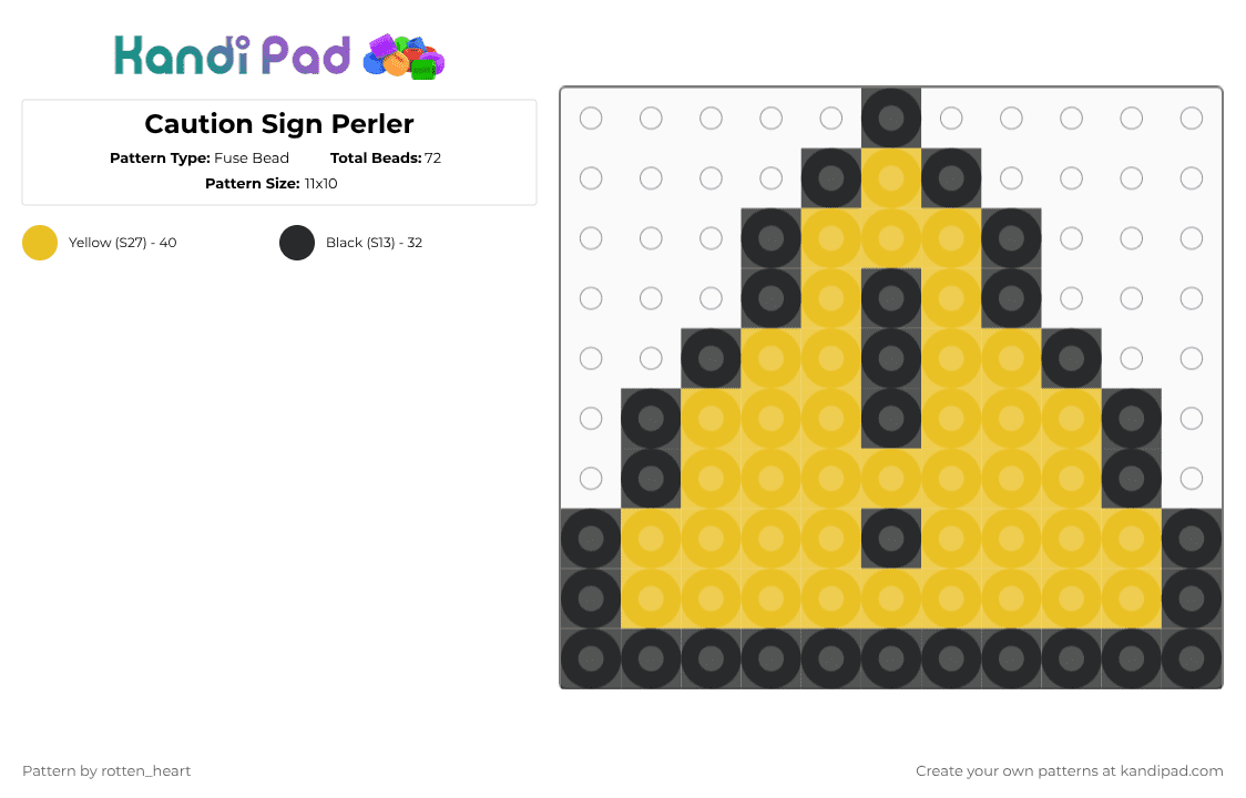 Caution Sign Perler Fuse Bead Pattern - Kandi Pad | Kandi Patterns ...