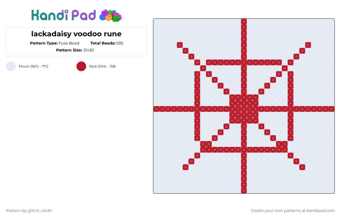 Lackadaisy voodoo rune Fuse Bead Pattern - Kandi Pad | Kandi Patterns ...