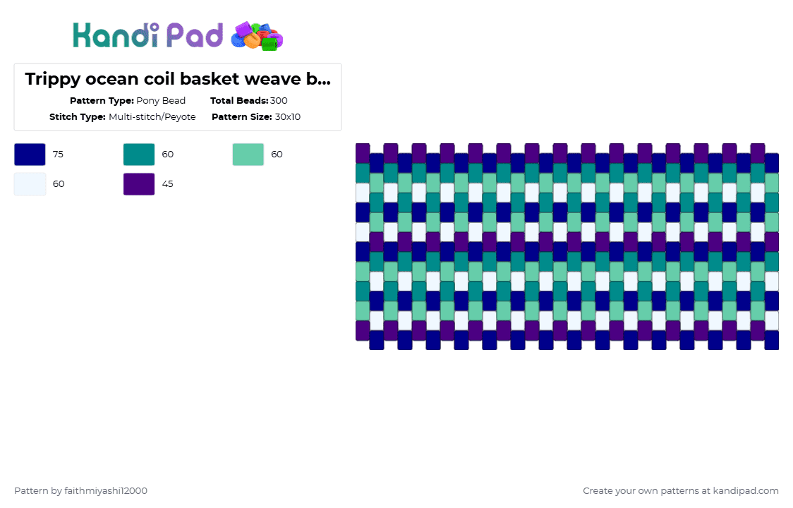 Trippy ocean coil basket weave bag panel Pony Bead Pattern - Kandi Pad ...