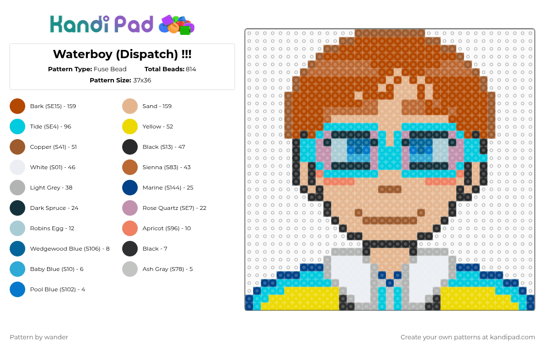 Waterboy (Dispatch) !!! Fuse Bead Pattern - Kandi Pad | Kandi Patterns ...