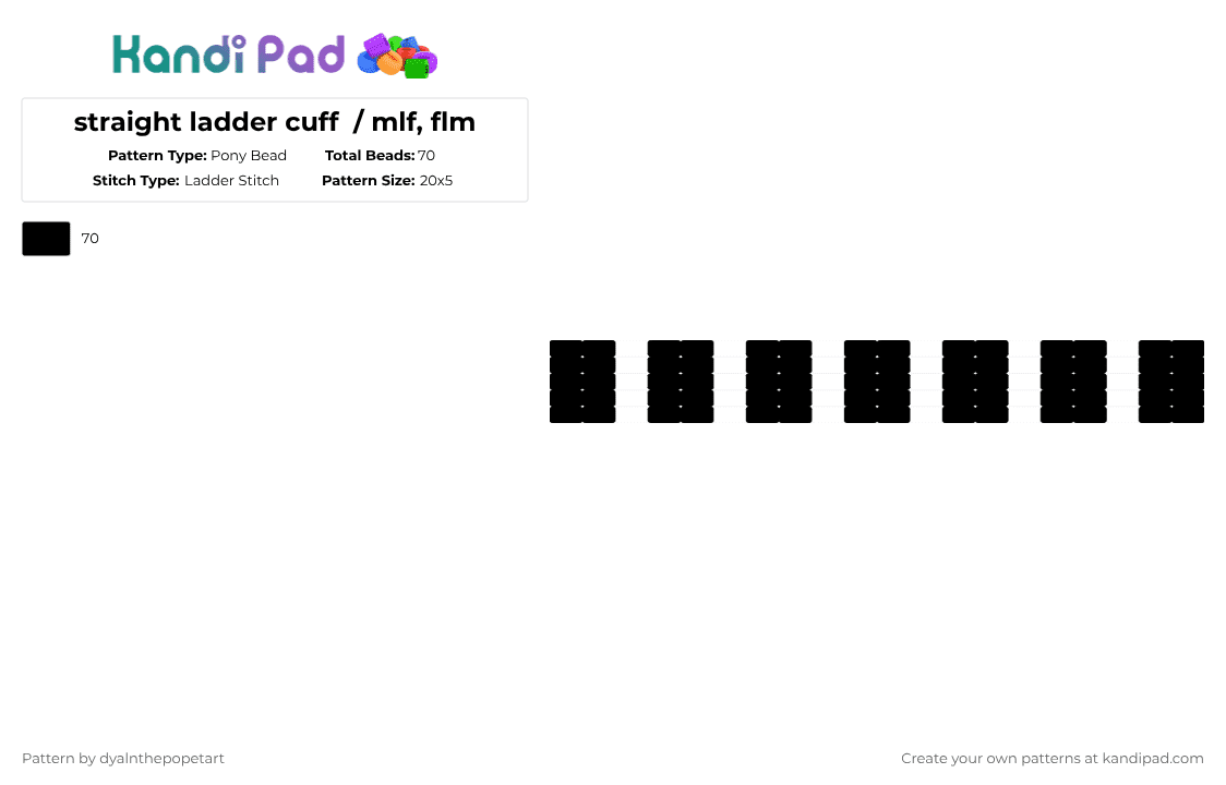 Straight ladder cuff / mlf, flm Pony Bead Pattern - Kandi Pad | Kandi ...