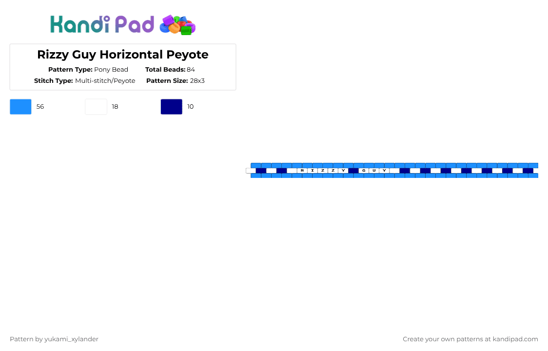 Rizzy Guy Horizontal Peyote Pony Bead Pattern - Kandi Pad | Kandi ...