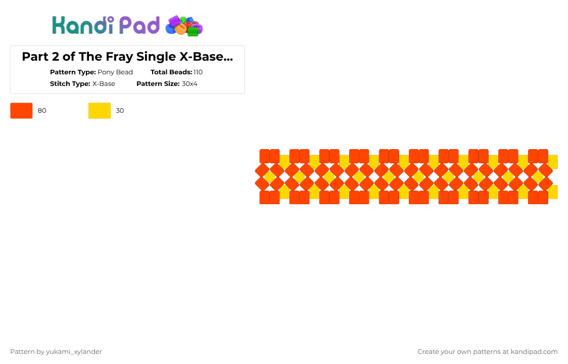 Part 2 of The Fray Single X-Base Rotator Cuff Pony Bead Pattern - Kandi ...