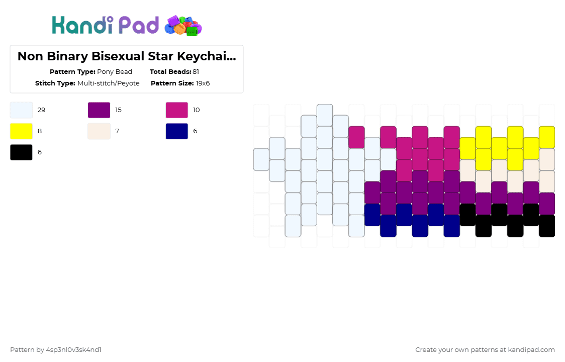 Non Binary Bisexual Star Keychain!!!! Pony Bead Pattern - Kandi Pad ...