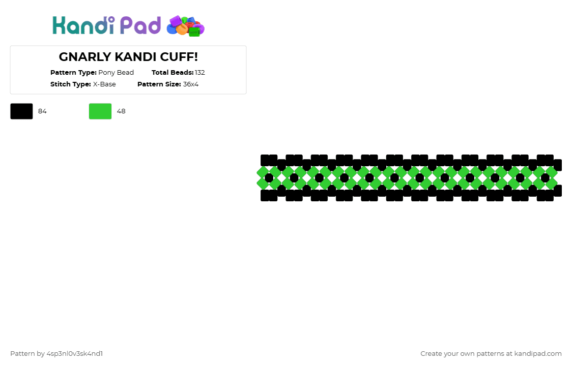 GNARLY KANDI CUFF! Pony Bead Pattern - Kandi Pad | Kandi Patterns, Fuse ...