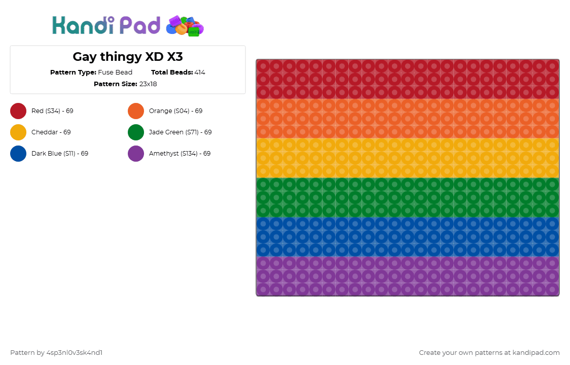 Gay thingy XD X3 Fuse Bead Pattern - Kandi Pad | Kandi Patterns, Fuse ...