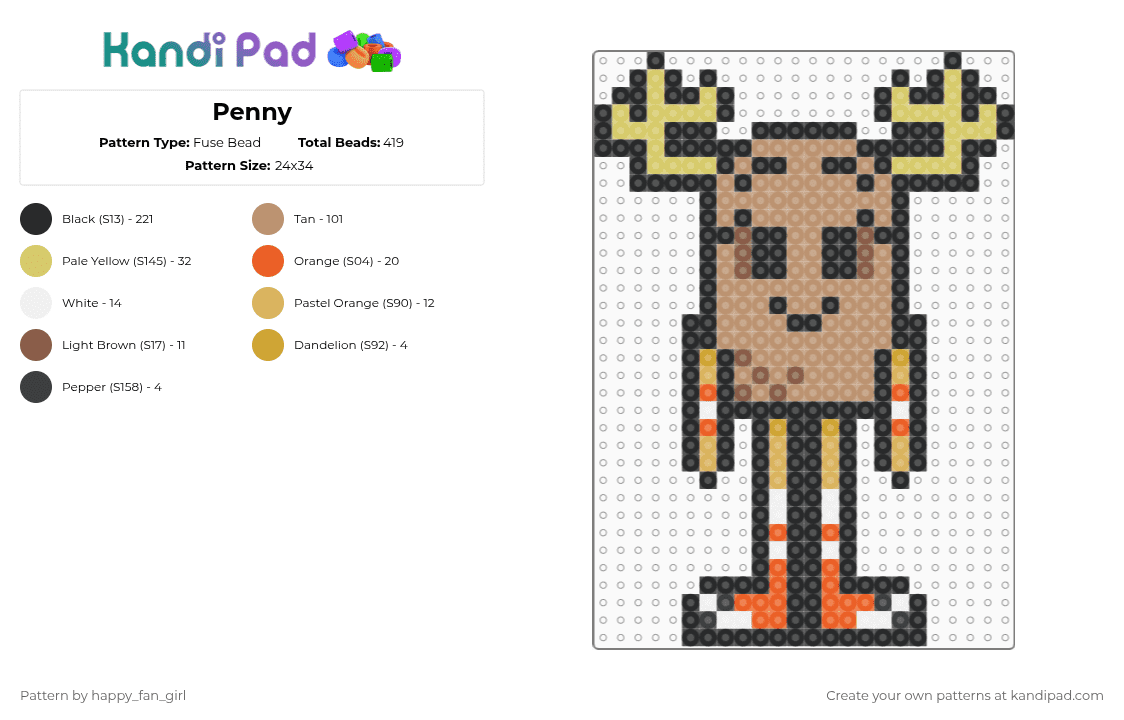 Penny Fuse Bead Pattern - Kandi Pad | Kandi Patterns, Fuse Bead ...