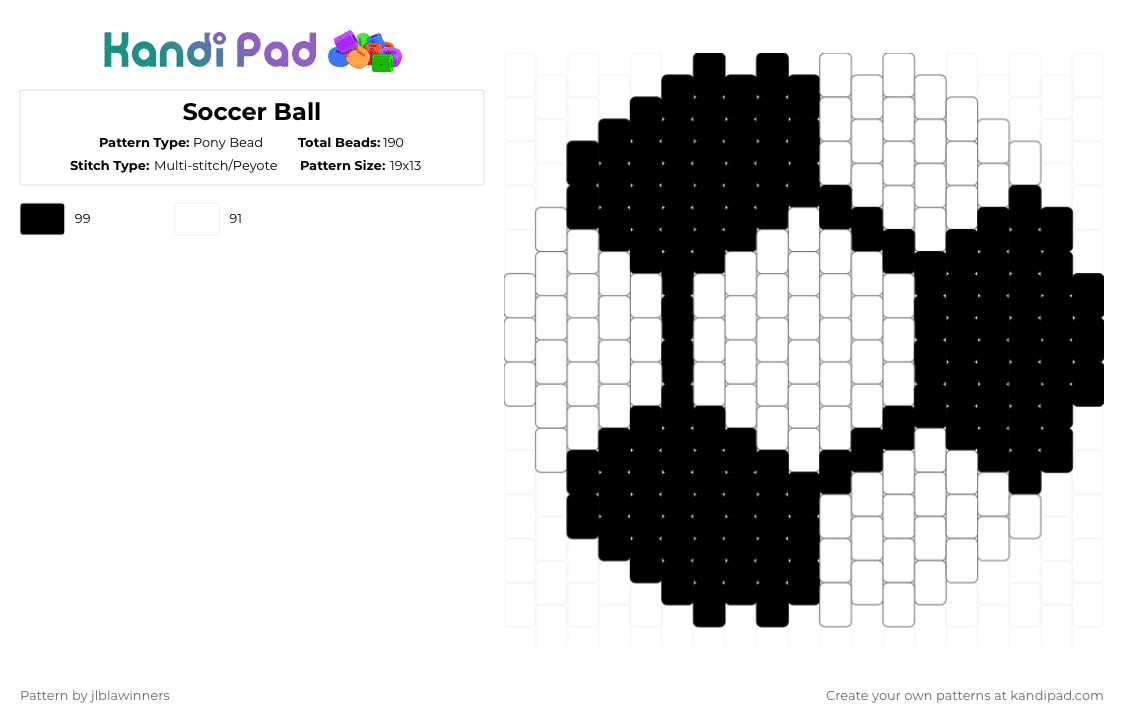 Soccer Ball Pony Bead Pattern - Kandi Pad | Kandi Patterns, Fuse Bead ...
