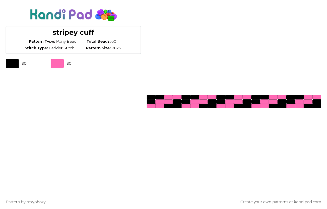 Stripey cuff Pony Bead Pattern - Kandi Pad | Kandi Patterns, Fuse Bead ...