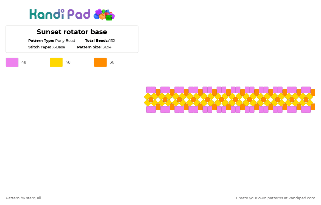 Sunset rotator base Pony Bead Pattern - Kandi Pad | Kandi Patterns ...