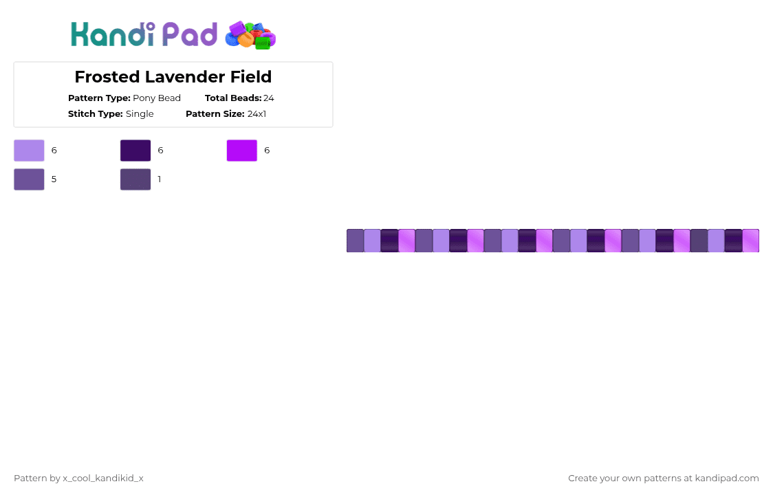 Frosted Lavender Field Pony Bead Pattern - Kandi Pad | Kandi Patterns ...