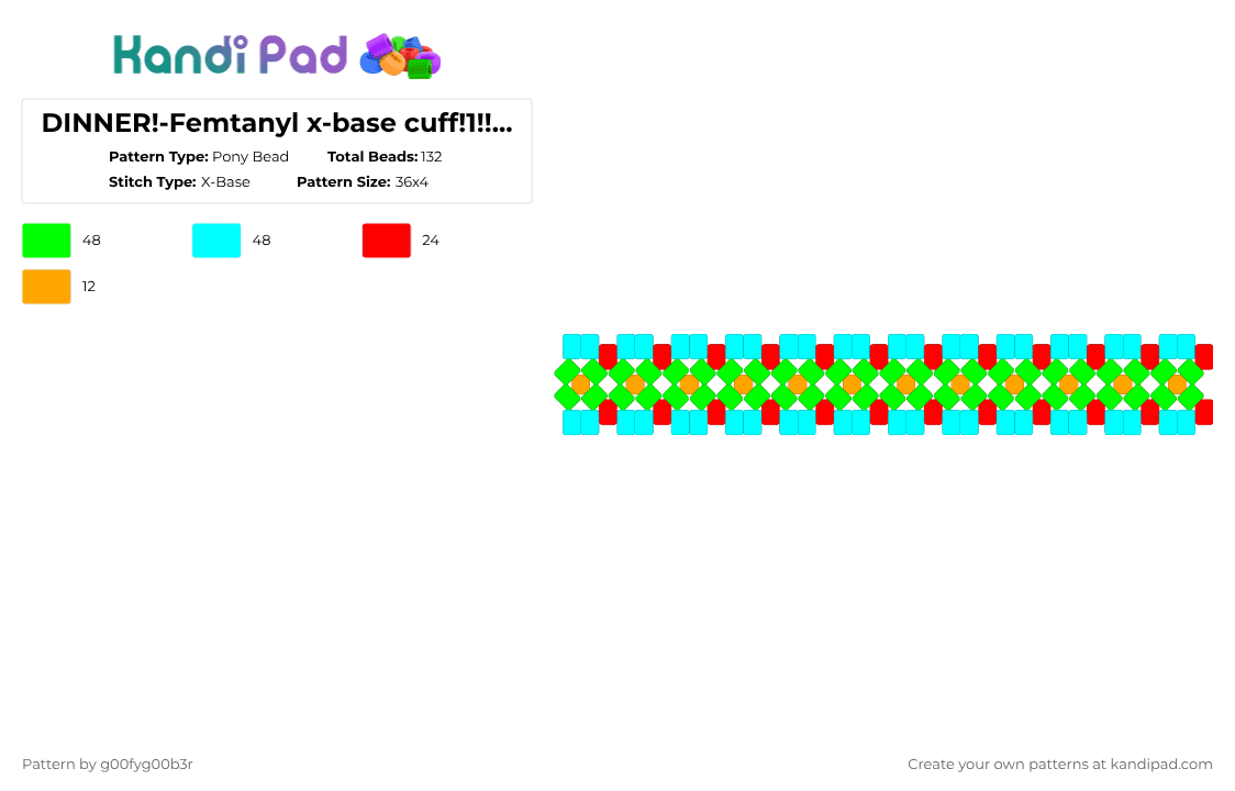 DINNER!-Femtanyl x-base cuff!1!!11!!!1!!!1!!!! Pony Bead Pattern ...