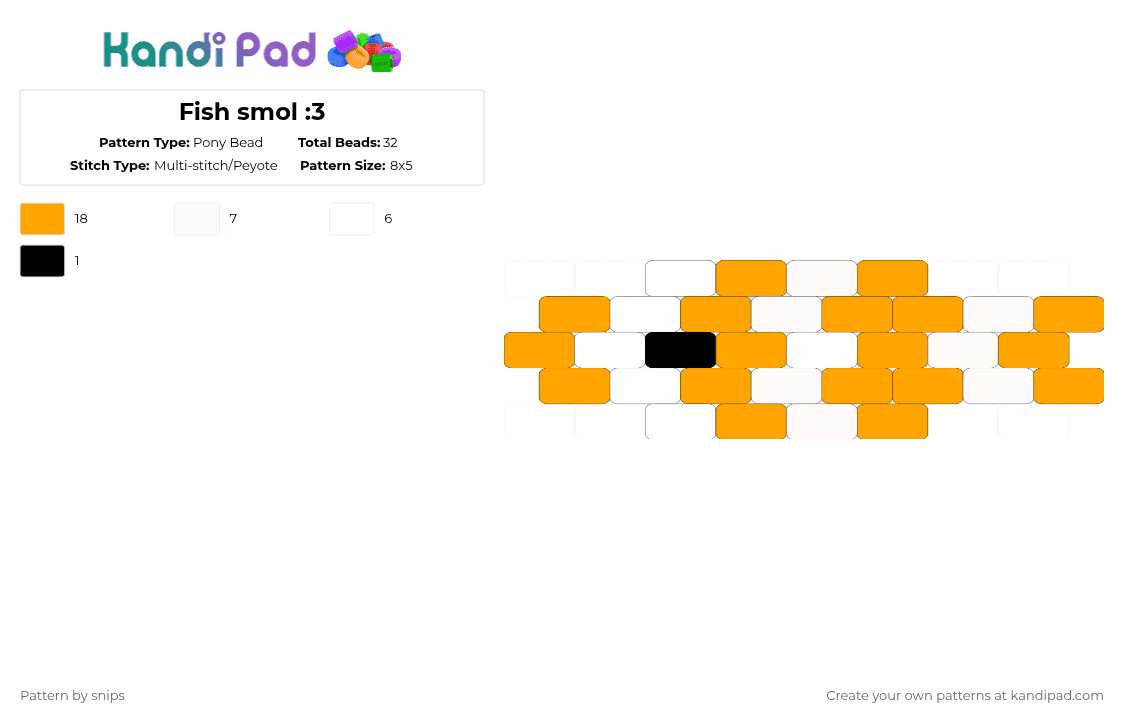 Fish smol :3 Pony Bead Pattern - Kandi Pad | Kandi Patterns, Fuse Bead ...