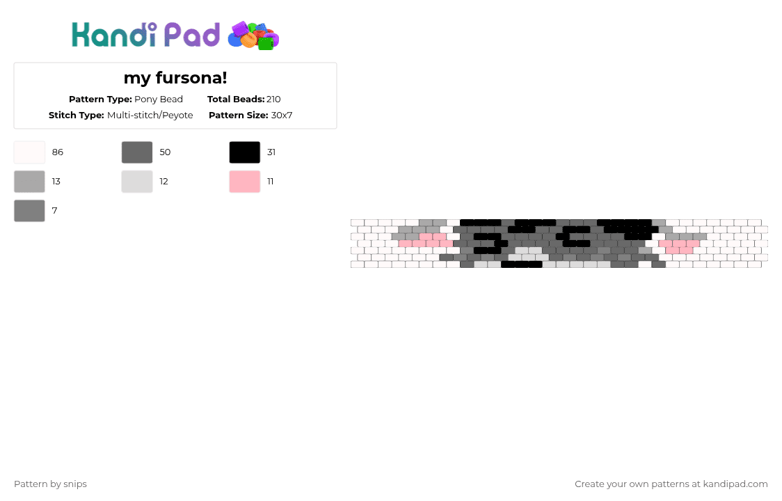 My fursona! Pony Bead Pattern - Kandi Pad | Kandi Patterns, Fuse Bead ...
